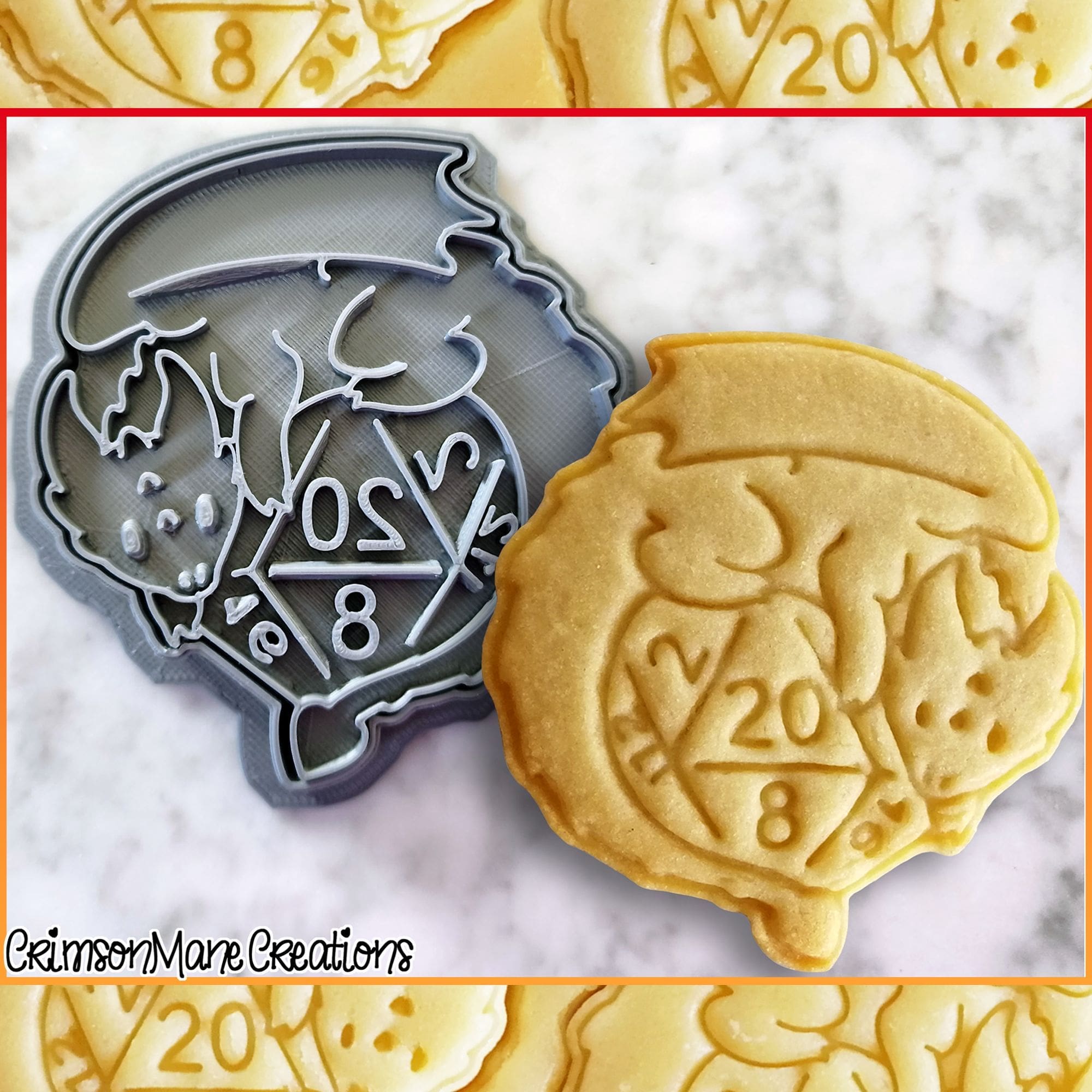 DnD Dragon Dice Cookie Cutter | Crimson Mane